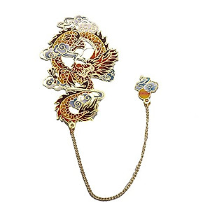 Metal Hollow Out Bookmark,Brass Hollow Book Clip,Classical Chinese Style Retro Pendant Book Marker Clip for Women Book Lovers(Dragon)