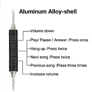 AIDERLOT MMCX Cable with mic,MMCX Eeadphones Upgrade Cable with 3.5mm Gold Plated Plug, 4 Strands Copper Silver Plated headphons Cable for Shure TIN FiiO Westone KZ BASN BGVP Tin Trn