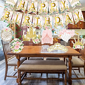 Princess Birthday Party Decorations, Princess Party Supplies, Princess Party Banner and Hanging Swirls