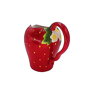 First of a Kind Glossy Rosy Red strawberry pitcher, red ceramic strawberry jug, strawberry kitchen pitcher for water, lemonade