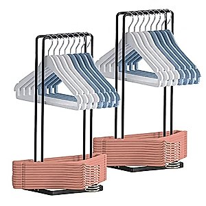 2 Pack Hanger Organizer, kingdalux Sturdy Hanger Stacker for Laundry Room Closet Dry Cleaning Room, Portable Hanger Storage Rack Holder for Adult Hangers, Holds up 200 Wire Clothes Hangers
