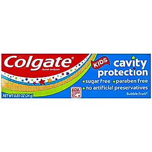 Colgate Kids Cavity Protection Fluoride Toothpaste, Bubble Fruit Flavor, Travel Size 0.85 oz (24g) - Pack of 12