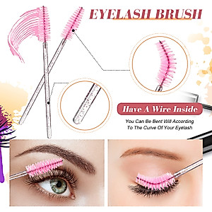 232 Pcs Lash Lift kit, 50 Lash Lift Rods Silicone Eyelash Pads 2 Eyelash Separator Tool with Separation Comb 100 Micro Swabs 50 Crystal Mascara Brushes 30 Pairs Eye Pads (Pink)