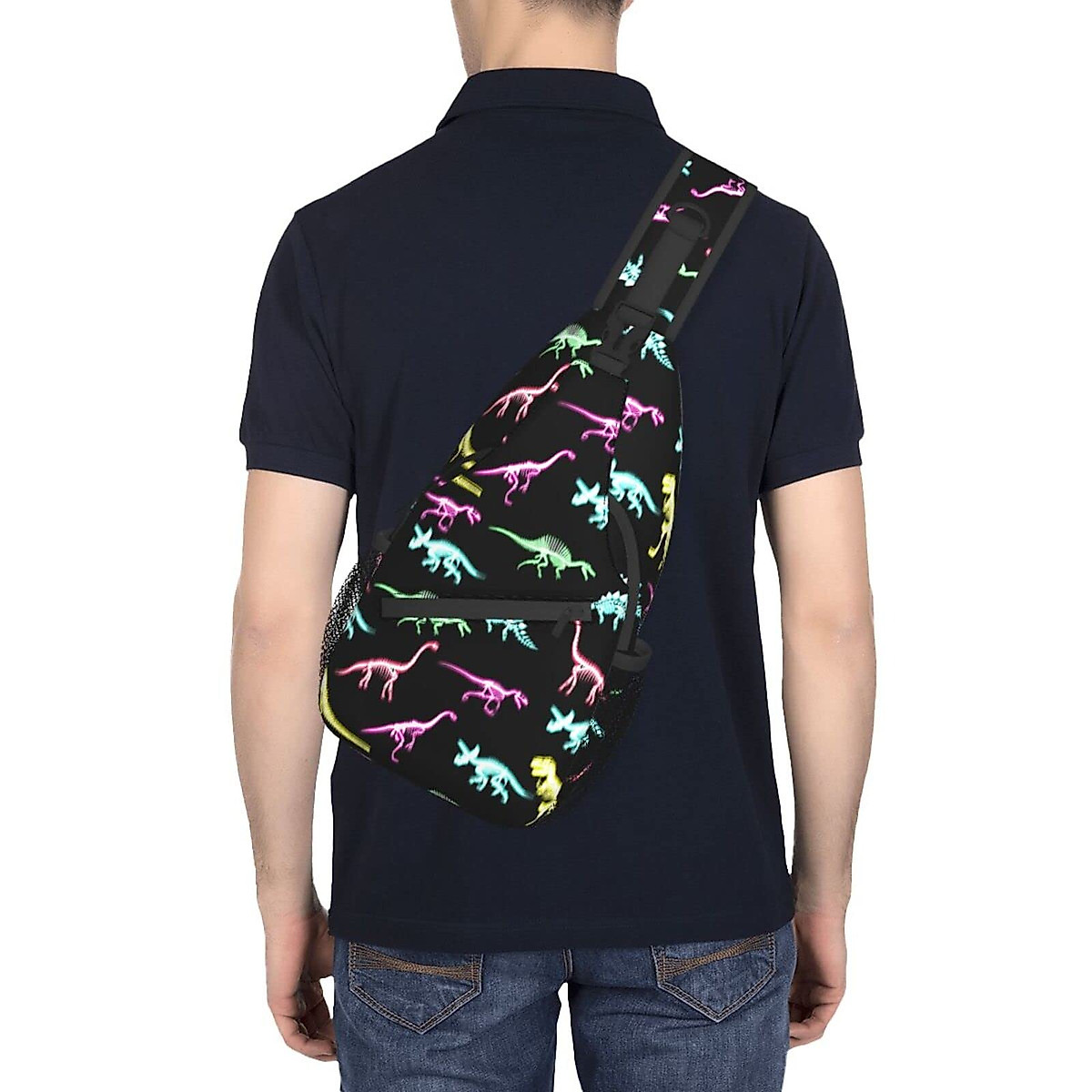 Sling Bag For Women Men，Magic Trippy Dinosaur Crossbody Shoulder Backpack Lightweight One Strap Casual Chest Daypack For Travel Hiking Outdoor Sports