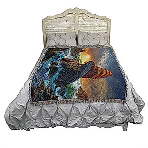 Pure Country Weavers Dimetrodon Blanket by Jerry LoFaro - Dinasour Prehistoric Gift Tapestry Throw Woven from Cotton - Made in The USA (72x54)