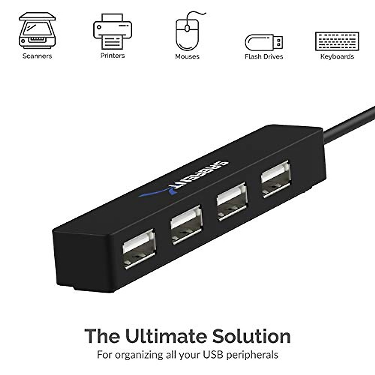 SABRENT 4 Port Portable USB 2.0 Hub (9.5" Cable) for Ultra Book, MacBook Air, Windows 8 Tablet PC (HB-MCRM)