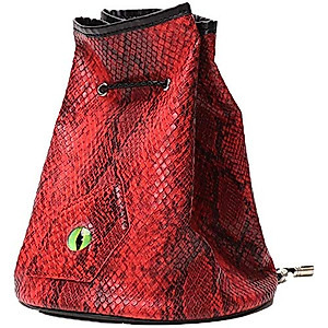Grinning Gargoyle – Massive Dice Bag with 7 Pockets - 500 Die Capacity Die Pouch with 7 Pockets – Deluxe Dragon Skin Design with Eye (Red)