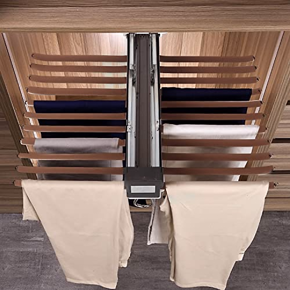 Nisorpa Pull Out Trousers Rack Double-Row 22 Arms Steel Pants Rack Closet Pull Out Pants Organizers Top Mounted Trousers Rack Space Saving for Cloakroom Wardrobe Bedroom, 23.4x18x5.7 Inch (Brown)
