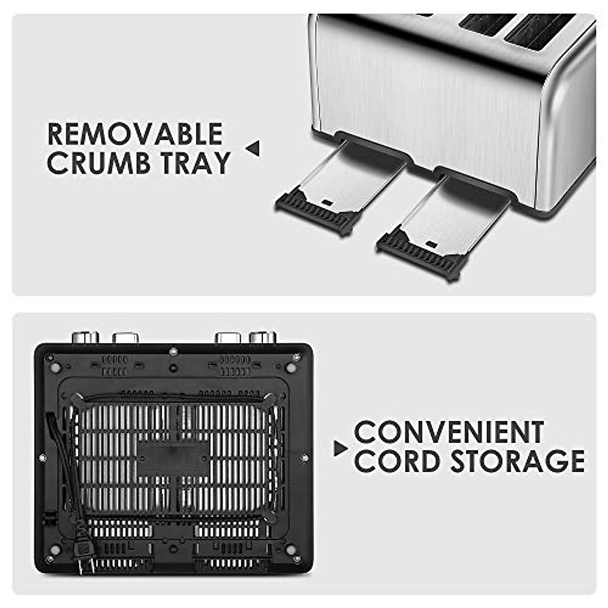 REDMOND 4 Slice Toaster, Countdown Stainless Steel Toaster with Bagel, Defrost, Cancel Function, Extra Wide Slots, 6 Bread Shade Settings, 1650W, ST030
