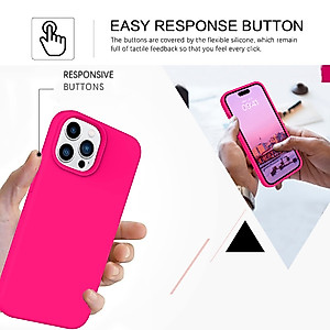 BENTOBEN for iPhone 14 Pro Max Case, Soft Silicone Gel Rubber Bumper Microfiber Lining Hard Back Shockproof Protective Phone Cover for iPhone 14 Pro Max 6.7", Hot Pink