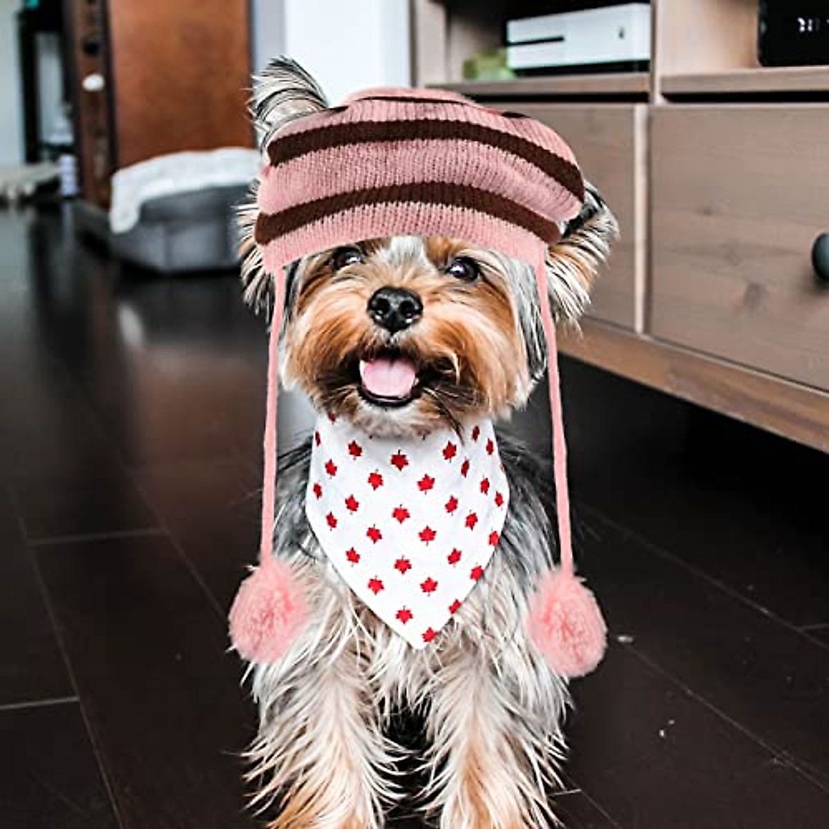 Balacoo Winter Dog Knitted Scarf Hat Set Dog Warmers Set Pet Winter Costume Doggie Winter Outfits for Dog Cat