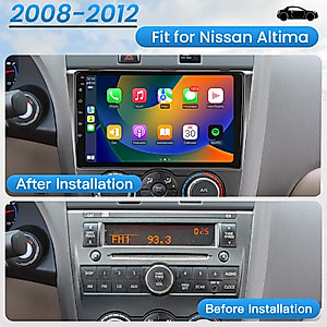 for Nissan Altima 2008 2009 2010 2011 2012 Android Radio Stereo: 9 Inch Touch Screen Replacement-CarPlay Android Auto Bluetooth 5G WiFi GPS FM DSP SWC 1080P Backup Camera Mirror Link (Manual AC)