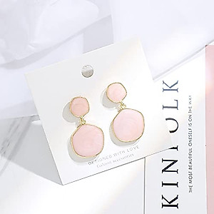 Flairs New York Marble Drop Dangle Earrings Set (Baby Pink Marble, Pack of 1 Pair)
