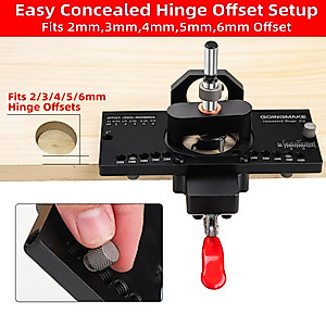 GOINGMAKE Metal Concealed Hinge Jig with Quick Clamp and Dust Vacuum Adapter Concealed Door Hinge Jig 35mm Cabinet Hinge Jig Hinge Hole Drilling Jig for Woodworking Door Cabinet Hinges Mounting Tool