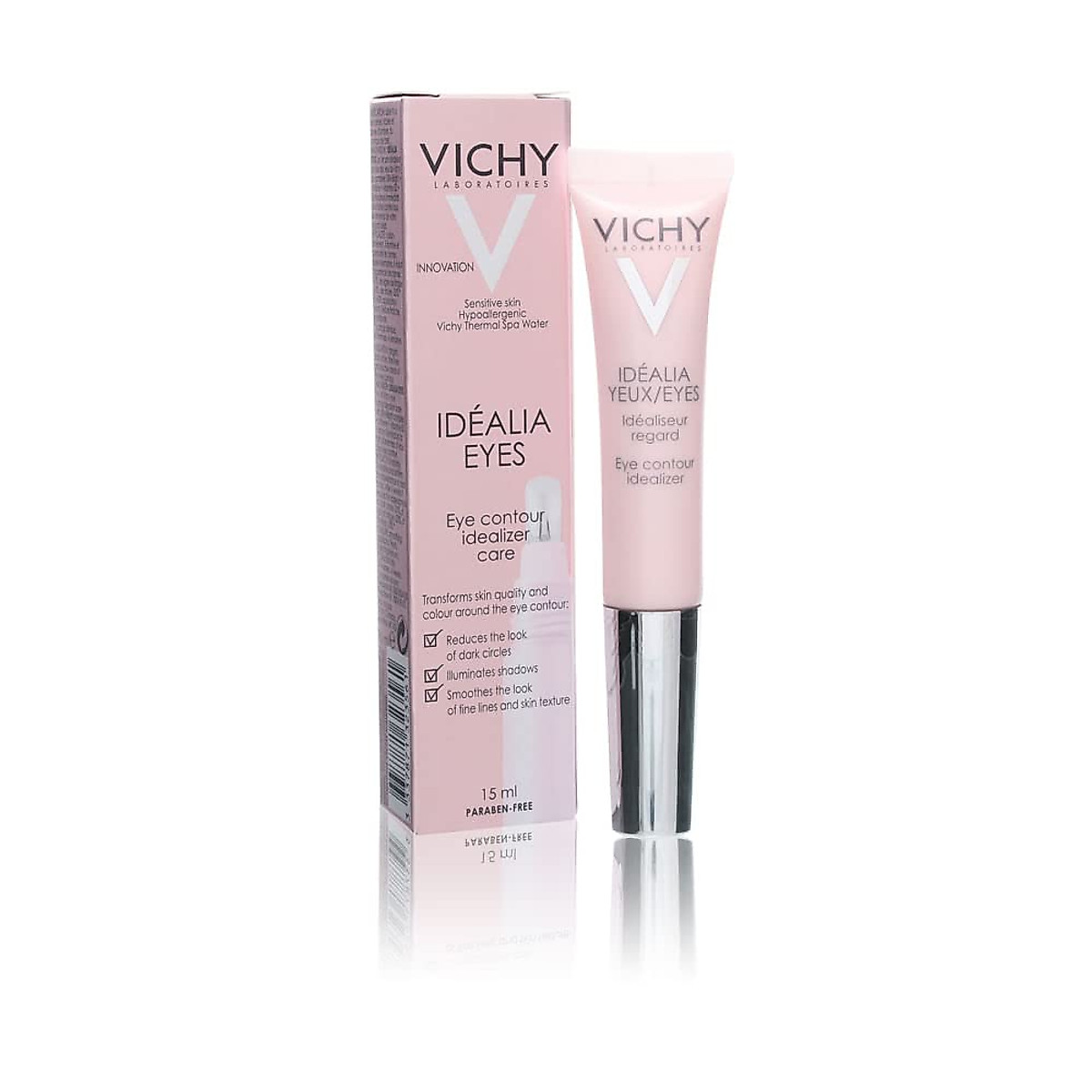 Vichy Idéalia Eye Cream with Caffeine & Vitamin C, Dark Circle Eye Serum Cream for Dark Circles & Fine Lines, Ophthalmologist Tested, 0.5 Fl Oz