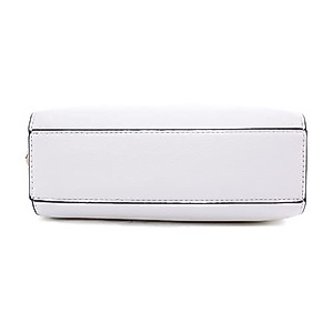 EVVE Crossbody Bags for Women Trendy Triple Zip Small Crossbody Camera Bag Purse with Wide Guitar Strap | White