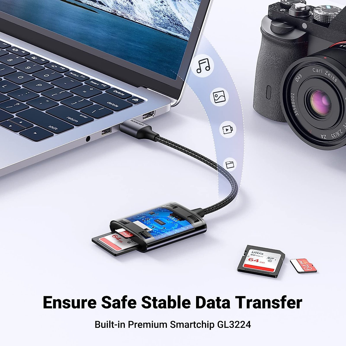 UGREEN USB SD Card Reader, USB 3.0 to Micro SD Card Reader Adapter, Aluminum Multi 2-in-1 Memory Card Readers for Camera SD MicroSD TF SDHC SDXC UHS-I Mac OS Windows Linux Computer PC Laptop
