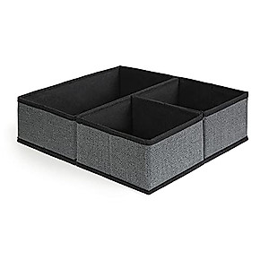 Utureal Set of 3 Foldable Storage Cubes, Fabric Storage Box Desk Organizers for Home and Office, Storage Bins for Cabinet Shelves Closet Drawer Organizing, Toys, Clothes Storage Container (Dark Grey)