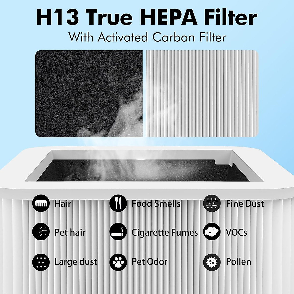 2 Pack 211+ Filter Replacement Compatible with 211+ Air Purifier, 2-In-1 H13 211+ Hepa Filter and Activated Carbon Filter