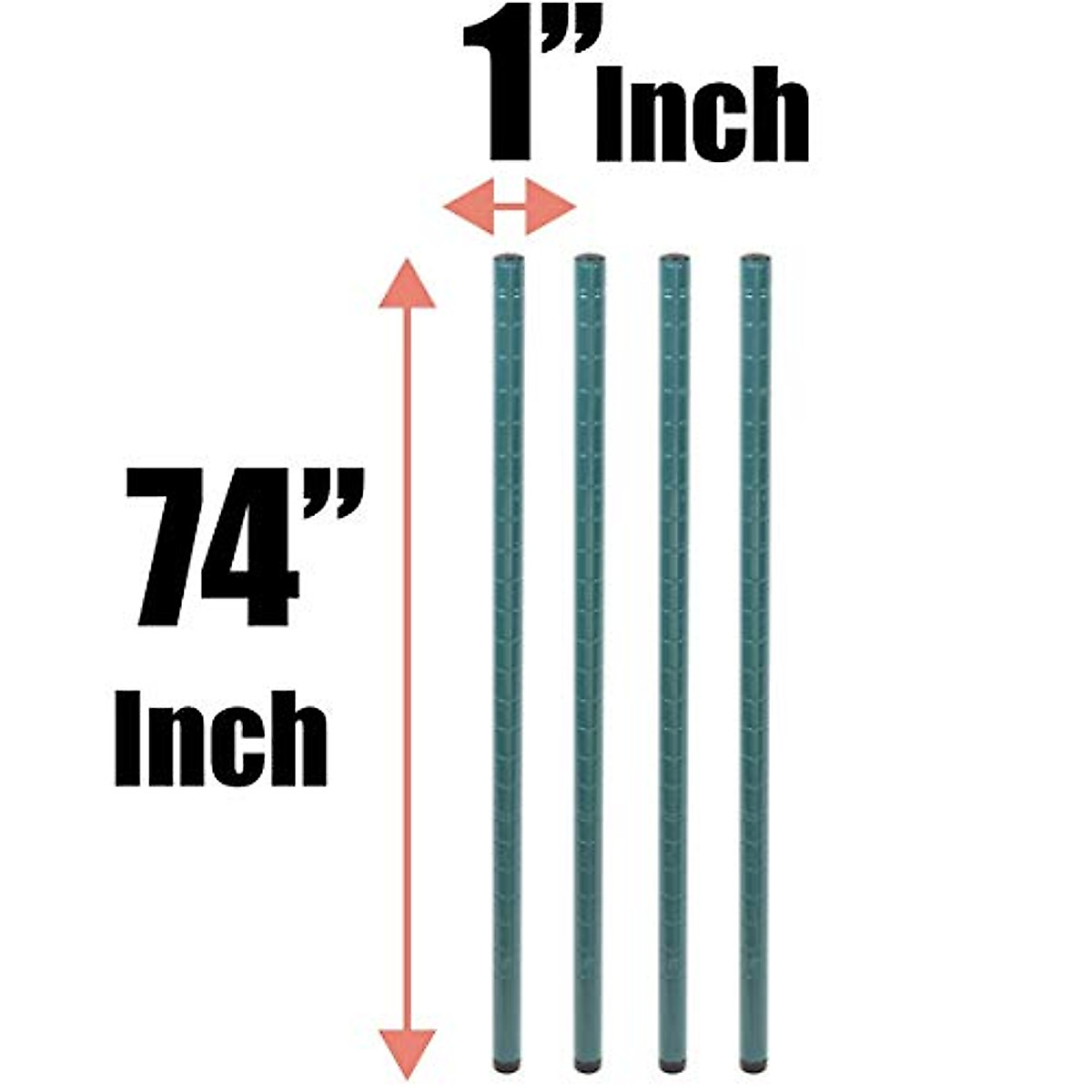 Regal Altair Green Epoxy Wire Shelving Posts | Pack of 4 Posts | NSF Commercial Heavy Duty (Green Epoxy Wire Shelving Posts, 74''H)