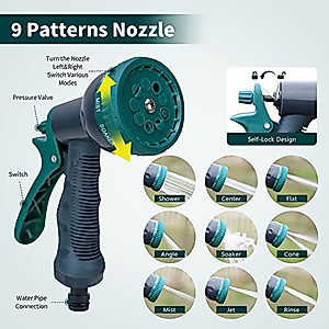 Berry&Bird Garden Portable Hose Reel, 1/2 inch x 65+6FT Wall/Floor Mounted Water Hose Holder, Garden Hose Reel Outdoor Water Pipe with 9 Pattern Hose Nozzle for Outside Gardening Car Cleaning Watering