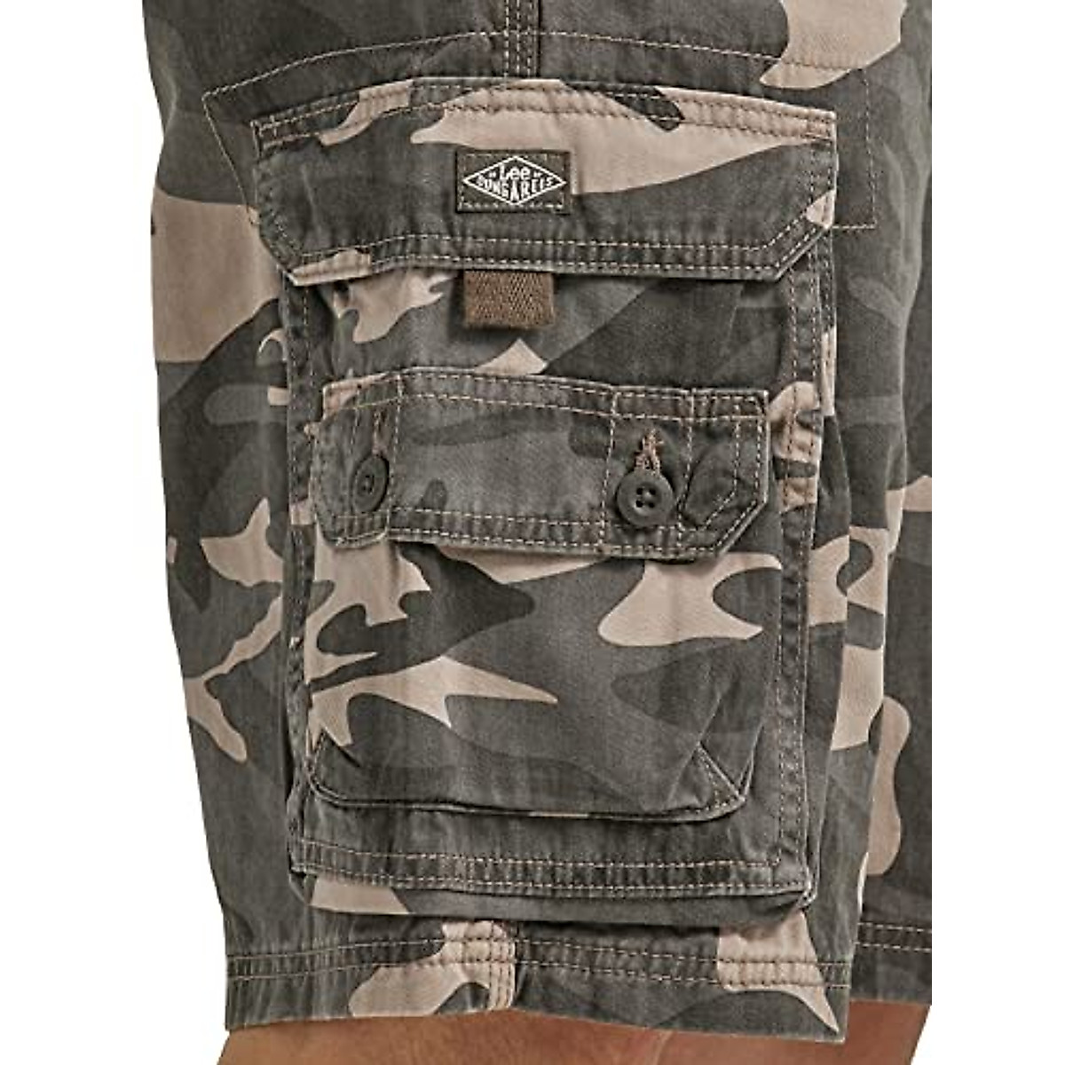 Lee Men's Dungarees Belted Wyoming Cargo Short, Ash Camo, 32
