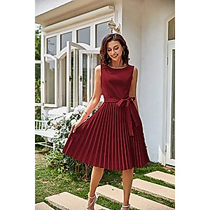 GRACE KARIN Formal Dresses for Wedding Guest Pleated A-line Cocktail Dresses Wine Red XL
