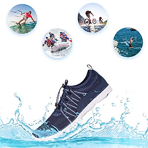 Water Shoes Men's Slip-on Athletic Water Shoes Water Sport Shoes Aqua Socks for Water Sports Beach Pool Swim Diving Navy/White 40 EU
