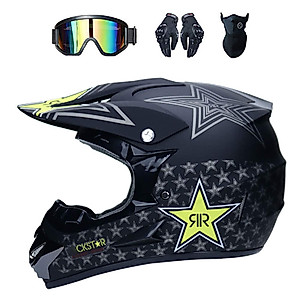 Adult Full Face Offroad Helmet Adult Youth Kids Motocross Gear Combo Mask Goggles Gloves,Traveler's ATV Motorcycle Helmet SUV Dirt Bike Mountain Bike Helmet,DOT Approved
