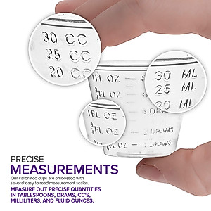 Stock Your Home 1 oz Disposable Medicine Cups (500 Count) - Clear Plastic Measuring Cups - Embossed Medicine Cups for Pills, Liquid Medicine, Epoxy, Cooking, Food Sampling, Wine Tasting, Jello Shots