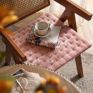 vctops Luxury Solid Color Chair Pad Velvet Soft Square Chair Cushion Tufted Indoor Seat Cushion Pillow Tatami (Pink,18"x18")