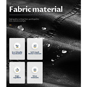 CREATMO US Men's Faux Leather Jacket Vintage Motorcycle Jacket Classic Biker Jacket Black L