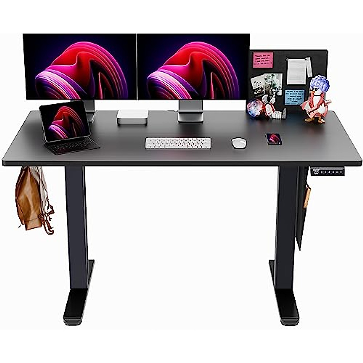 ErGear Electric Standing Desk Adjustable Height with Storage Bag,55 x 24 Inches Sit Stand up Desk, Memory Computer Home Office Desk with Cable Management Tray,DIY Bulletin Board (Black)