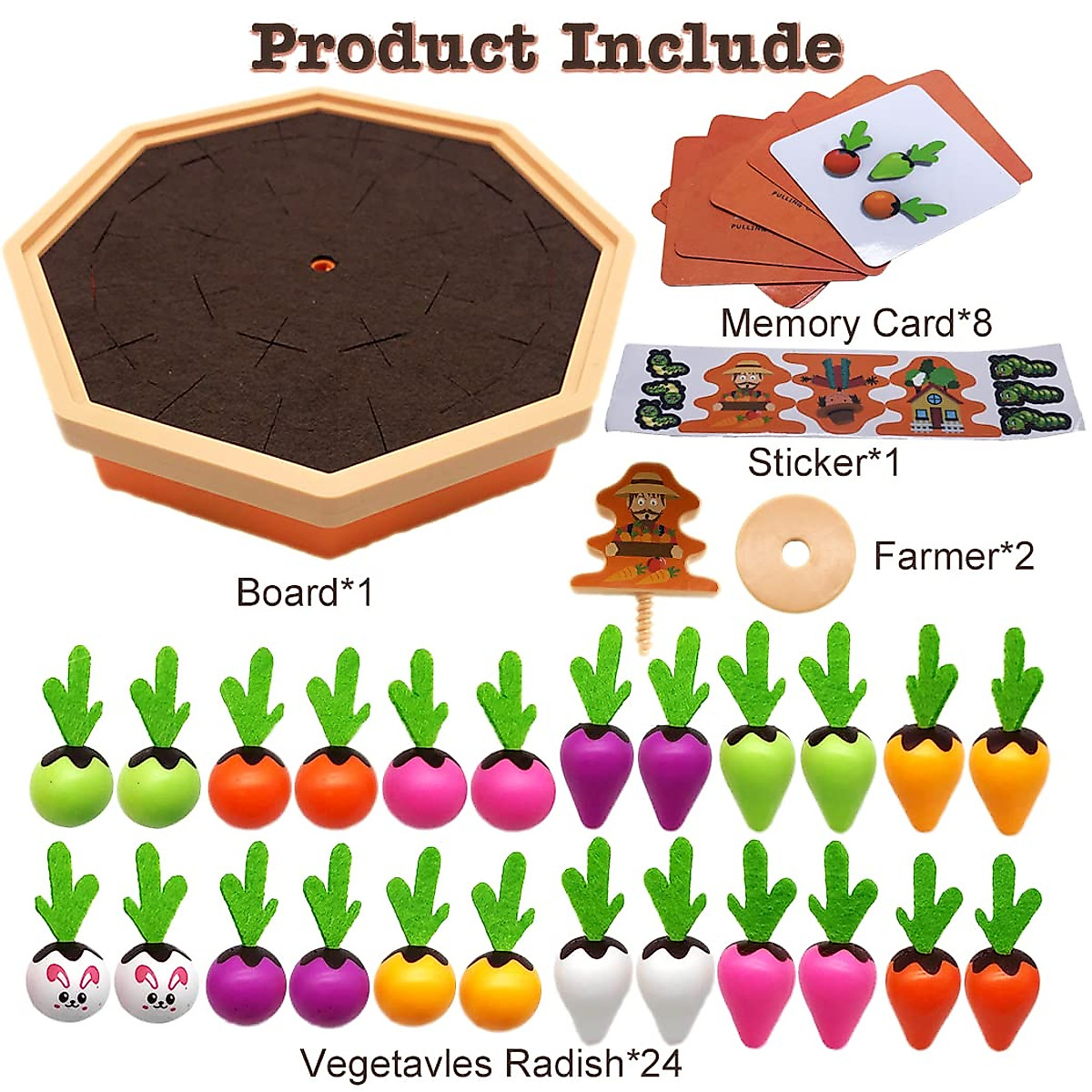 COLVWOFA Montessori Toys for Toddlers 3 4 5 Years Old Boys Girls Baby, Vegetable Garden Toys Memory Game, Early Educational Toys and Birthday Gift for Kids 3-5