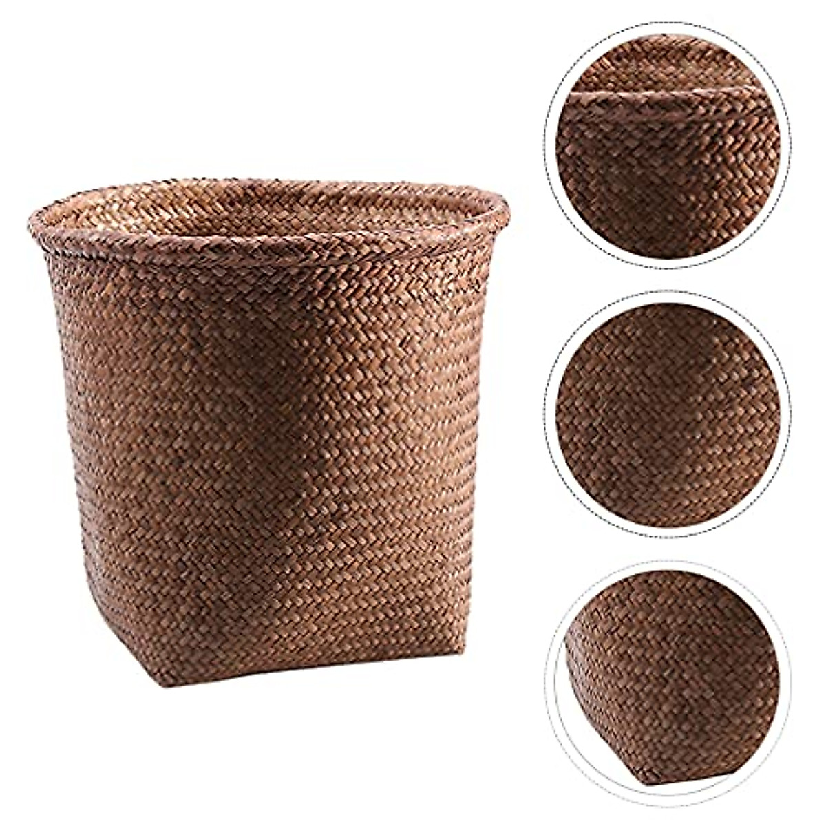 NUOBESTY Brown Rubbish Container Woven Basket Trash can Home Office Paper Wastebasket Garbage Container bin for bathrooms Kitchens Home Offices Craft Laundry Utility Rooms garages Office Wastebasket
