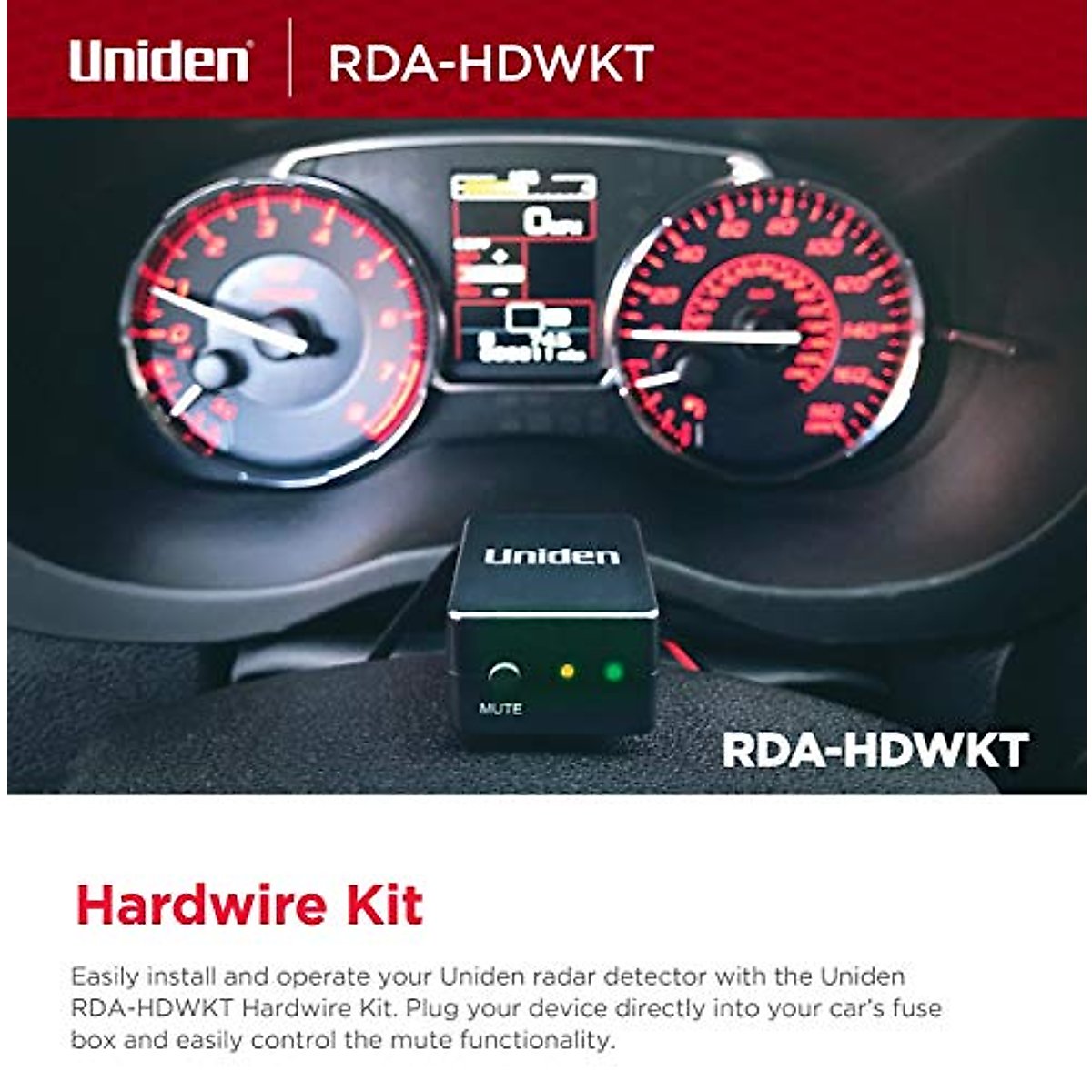 Uniden RDA-HDWKT Radar Detector Smart Hardwire Kit with Mute Button, LED Alert and Power LED, for Uniden R8, R7, R4, R3, R1, DFR9, DFR9BLK, DFR8, DFR7 and DFR6.
