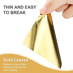 200pcs BUBIMON Imitation Rose Silver Gold Leaf Sheets Gold Foils Sheets Nail Foil for Paint, Resin, Nails, Jewelry, Slime, Arts, Gilding Crafting, Decoration, Sculpture, Furniture