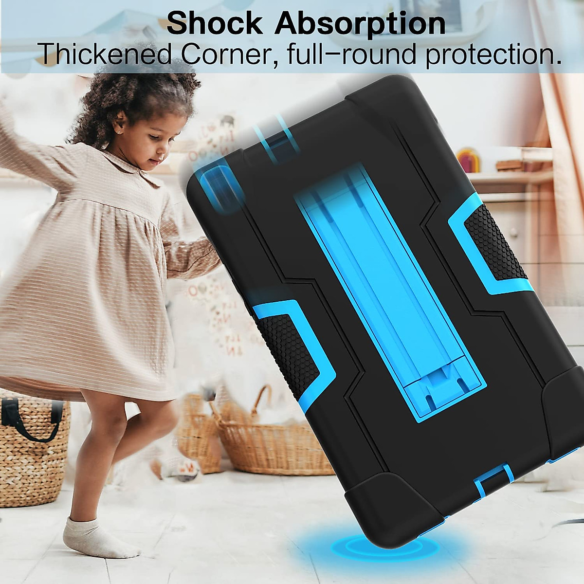 Cantis Case for Samsung Galaxy Tab A T290/T295 (2019 Version), Slim Heavy Duty Shockproof Rugged Protective Case with Kickstand for 8.0 inch Galaxy Tab A Cover for Kids (Black+Blue)