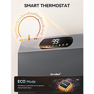 GiveBest Portable Ceramic Space Heater, 2 in 1 Oscillating 1500W/750W Electric Room Heater with Tip Over and Overheat Protection, 200 Square Feet Fast Heating for Indoor Bedroom Office Desk Home