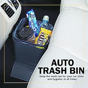 HAUSSIMPLE Car Trash Can – 1.4 Gallon Leakproof Garbage Bin for Cars, Trucks & SUVs, Large Capacity Automotive Waste Container with Anti-Slip Base – Gray Trash Bag Holder for Vehicle Interior