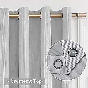 Grey Velvet Blackout Curtains for Bedroom 84inch Length Striped Corduroy Curtain Panels for Living Room Bedroom Grommet Top Room Darkening Curtains 52" W 2 Panels