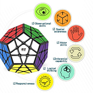 Roxenda Speed Cube Set, Speed Cube Bundle of 2x2 4x4 Megaminx Windmill Cube and Pyramid Cube Smoothly Magic Cubes Collection for Kids & Adults [5 Pack] (Black)