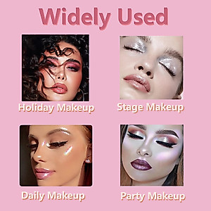 Rosarden, Powder Face Highlighter Palette, Pearl White, Shimmery Finish, Glitter Face Highlight Contouring Makeup, Silky Smooth, Palette, 0.0353 Ounce, Unisex