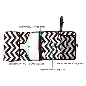 Skeddadles Baby Portable Changing Pad, 2 Wet/Dry Storage Areas, 2 Bags in 1!