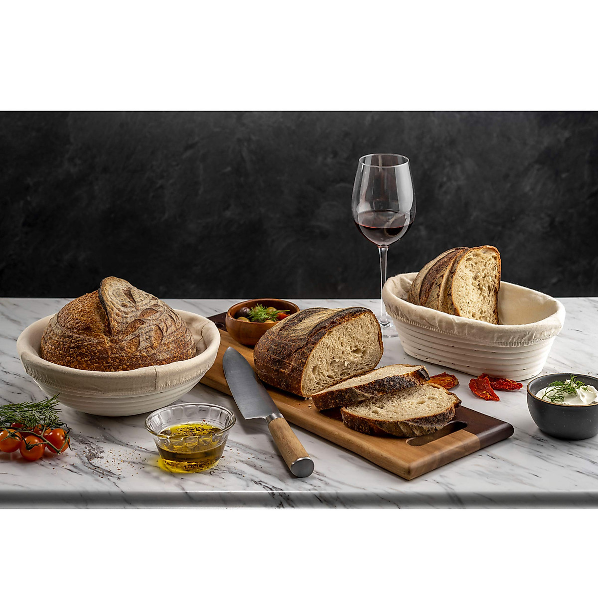 Bread Banneton Proofing Basket [Set of 2] Oval 10x6 Inch Sourdough Rising Baskets with Liner