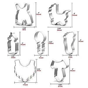 TINGSING Baby Shower Cookie Cutters 7 Pieces Set Onesie, Bib, Rattle, Baby Bottle, Baby Carriage, Baby Pants, Baby Foot Biscuit Cookie Cutter, Fondant Molds for Baby Shower Birthday Party