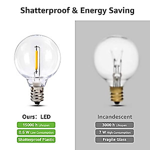 Lepro LED Outdoor String Lights for Patio, 50ft Bistro Lights with 26 Shatterproof G40 Globe Edison Bulbs, Waterproof Café Lights, Backyard Hanging Lights for Deck, Pergola, Porch, Garden, Gazebo