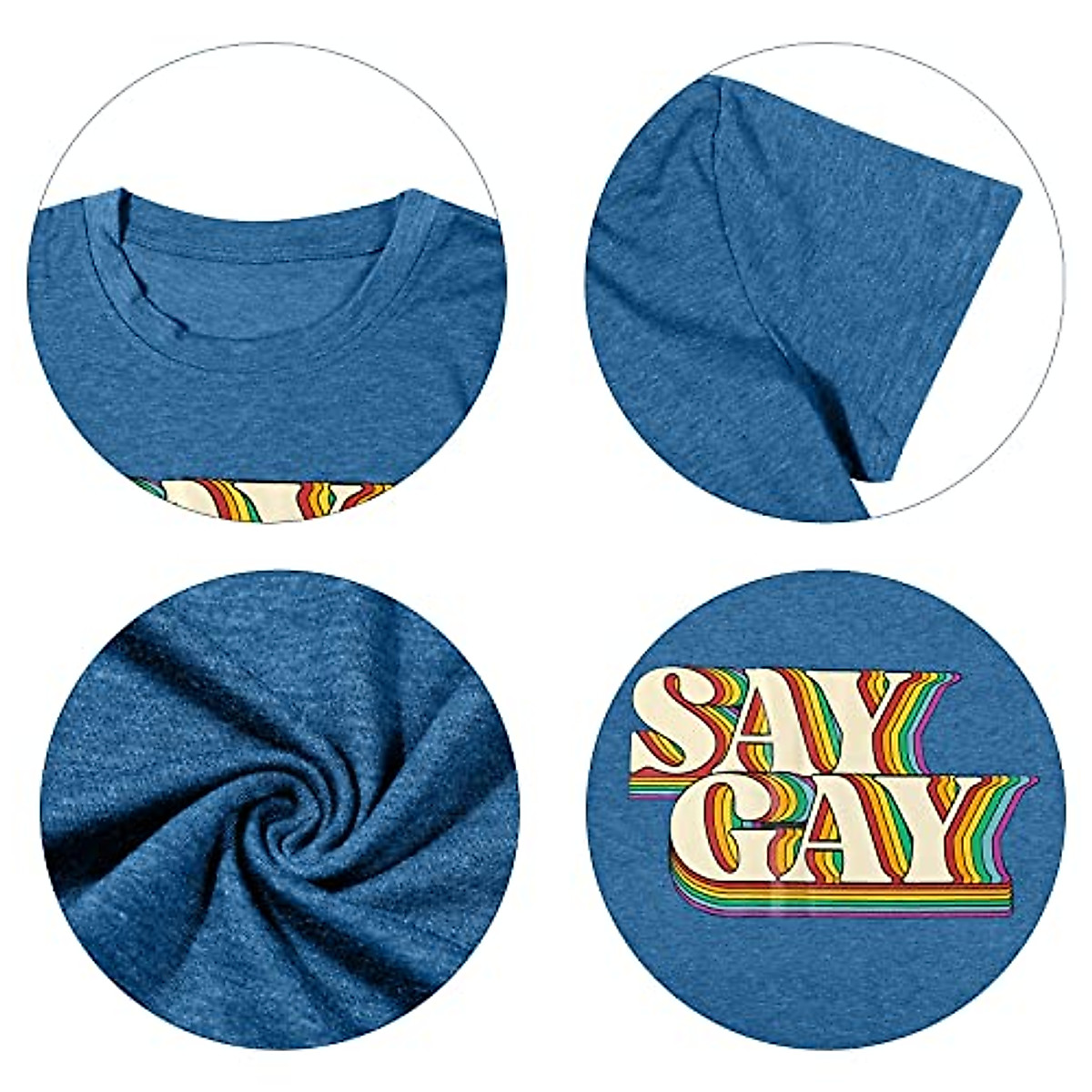 LUKYCILD Rainbow Shirt for Women Say Gay Shirts Gay Rights Pride Shirt LGBT Equality Tee Tops Florida Shirt