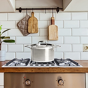 5 Burners Gas Stove Top, 34 inches Gas Cooktop, Stainless Steel Cooktop Cast Iron Grates Gas Stovetop with Thermocouple Protection and Easy to Clean