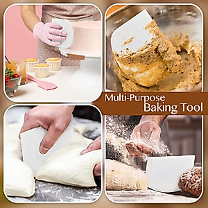 Plastic Bench Scraper for Baking - The Perfect Bowl Scraper, Dish Scraper, Bread Cutter, Dough Cutter, and Dough Scraper - Good Grip Pan Scraper for Kitchen Baking Tools 2 Piece, White - By RamPro